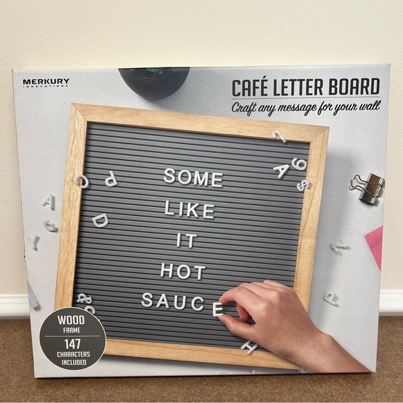 Merkury | Wall Decor | Cafe Letter Board Wood Frame With 47 White ...
